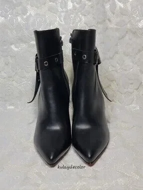 Lisantiny | Shoes | Lisantiny Black Pointed Toe Ankle Boots Block Heel ...
